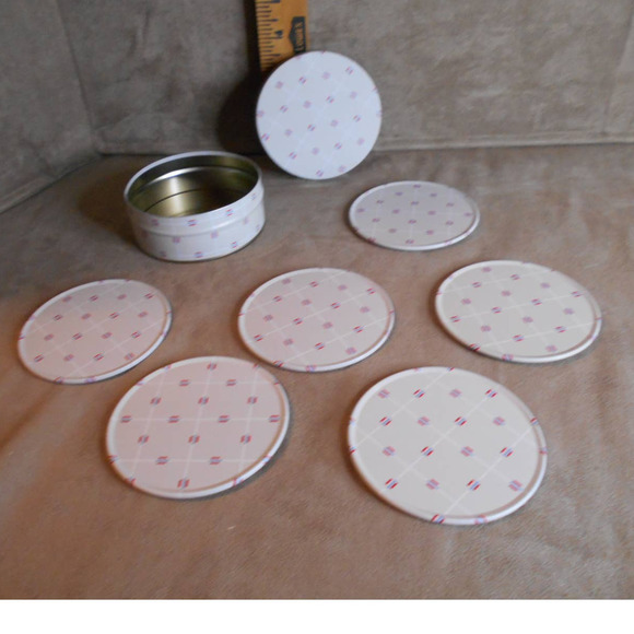 Unbranded | Dining | Vintage Tin And Cork Coaster Set With Matching ...